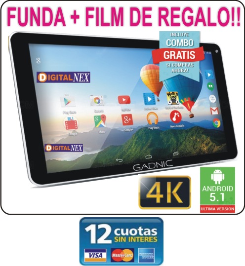 Tablet Gadnic 3g 10 Pulgadas Android 5.1 Quad Core Hdmi Pc 4K ...